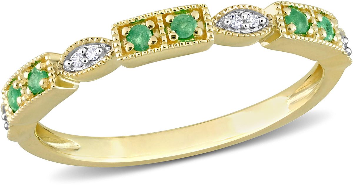 Mimi & Max 1/8Ct Tgw Emerald And Diamond Accent Semi-Eternity Ring in ...