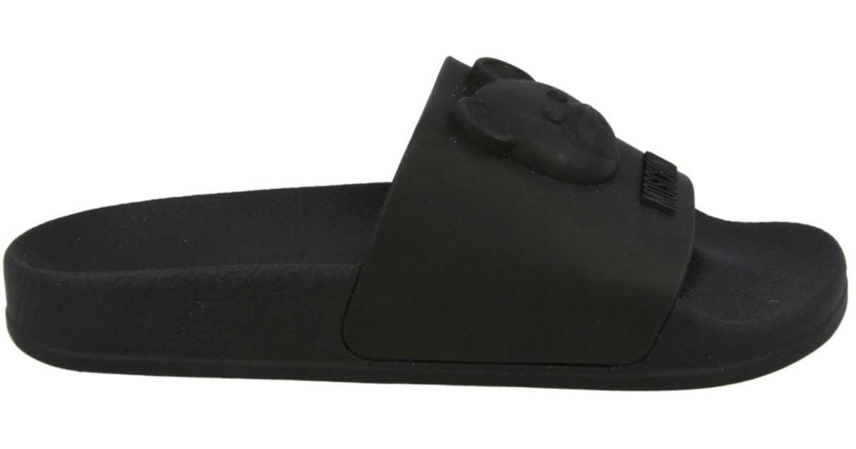 Moschino Bear Logo Pool Slides in Black | Lyst