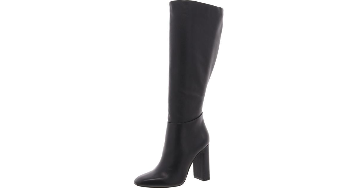 Steve Madden Faux Leather Toe Cap Knee-High Boots in Black | Lyst