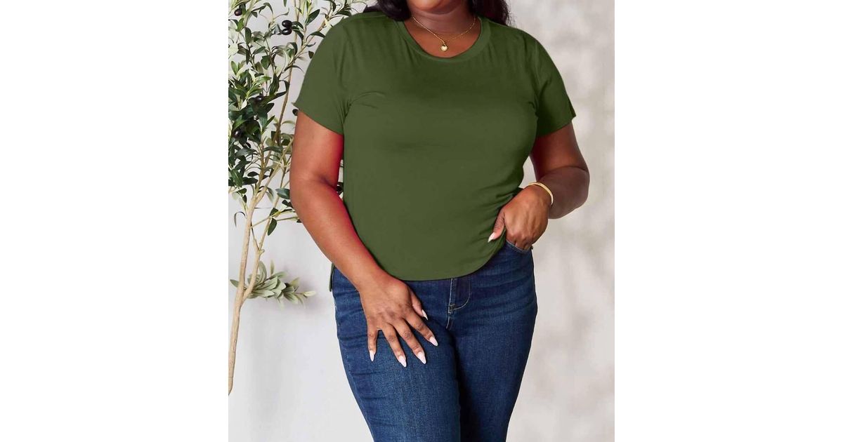 Basic Bae Essential Curve Tee in Green | Lyst