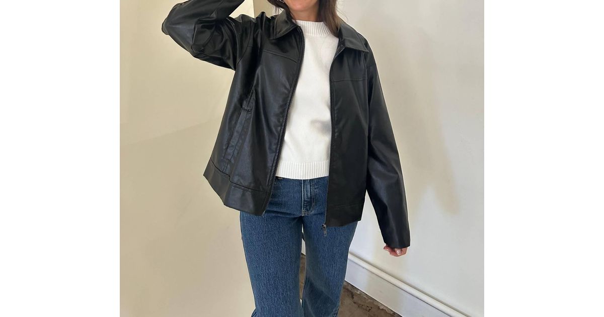 needii Pepper Oversized Faux Leather Jacket in Blue | Lyst