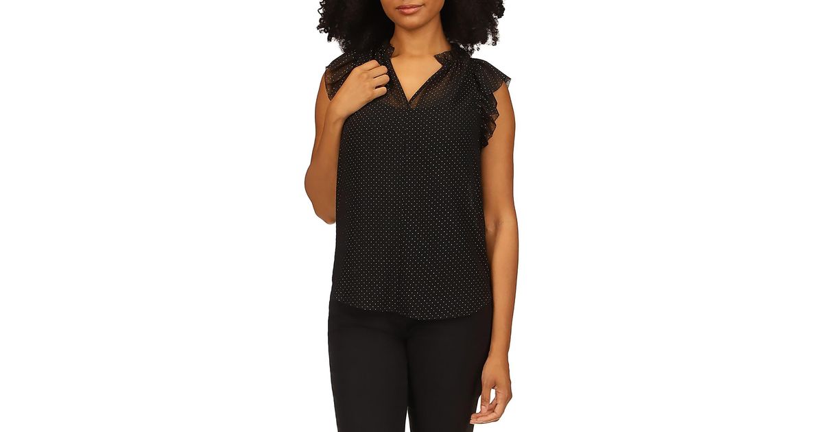 MICHAEL Michael Kors Sheer Ruffled Blouse in Black | Lyst