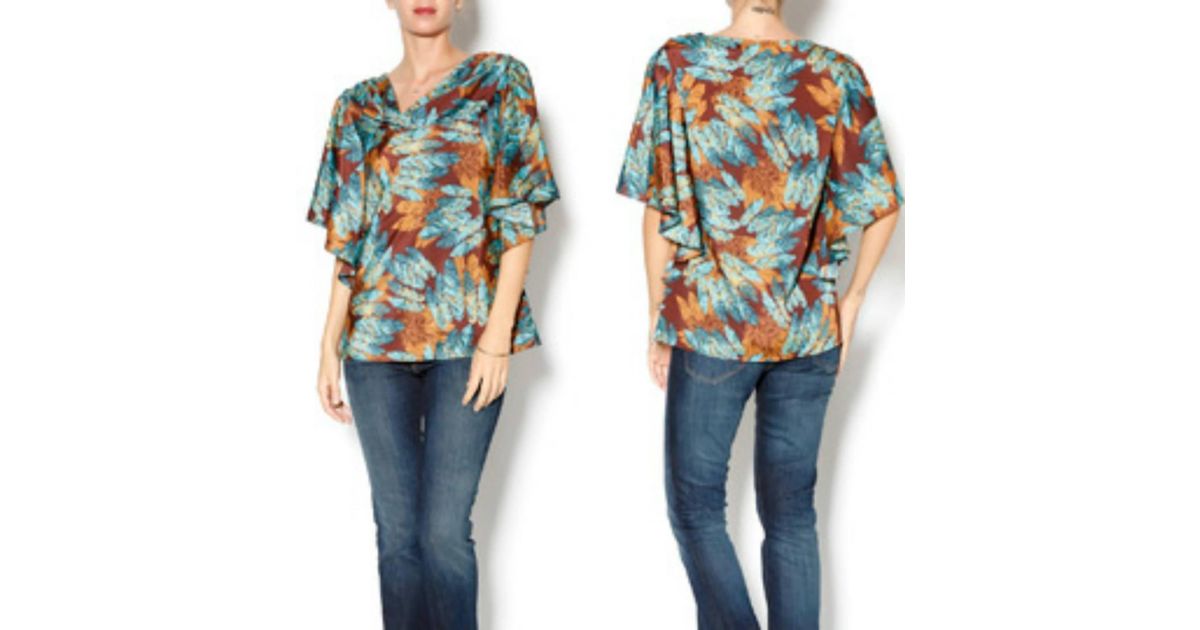 Ivy Jane Drapey Blouse With Fluttler Sleeves in Blue | Lyst