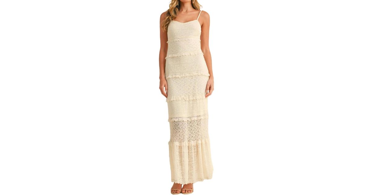 Klesis Tiered Ruffled Lace Maxi Dress With Partial Lining in Natural | Lyst