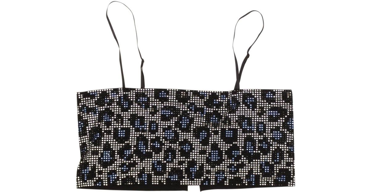 Adam Selman Sport Sport Crystal Mini Crop Top in Black | Lyst