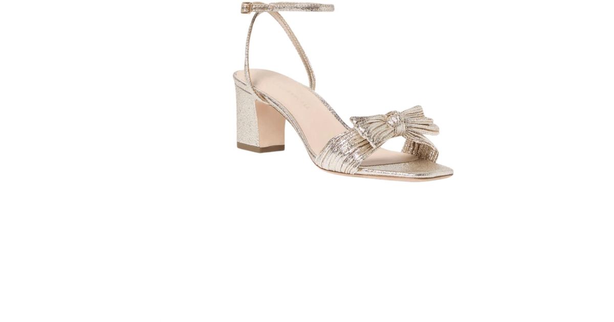 Loeffler Randall Kimora Mid Heel With Small Bow Sandal in Natural | Lyst
