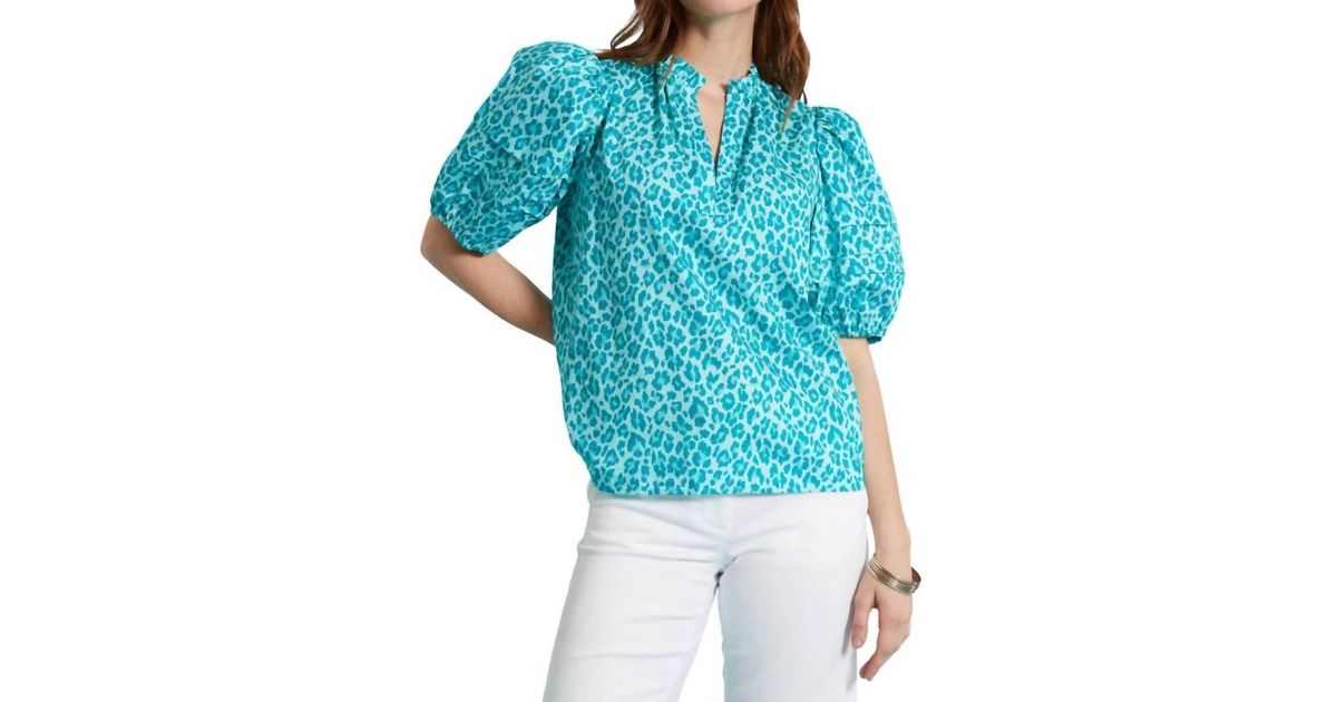 tyler boe Jenna Capri Animal Topper Top in Blue | Lyst
