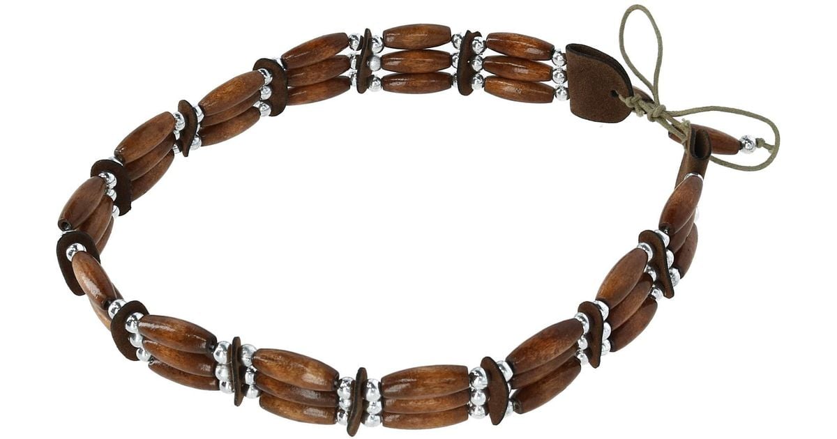 CTM Beads And Various Accents Hat Band With Ties in Brown | Lyst