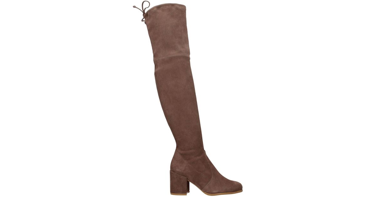 Stuart Weitzman Lora Lift Suede Overtheknee Boot in Brown | Lyst