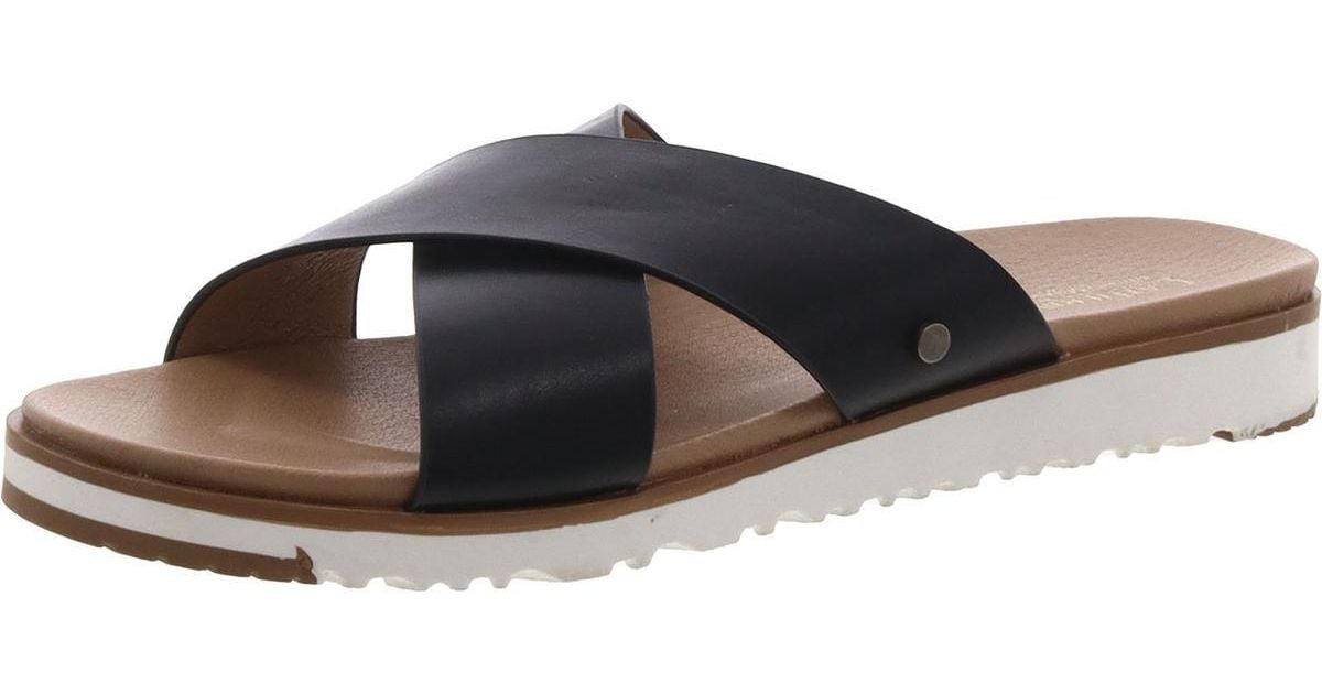 Catherine Malandrino Fencie Faux Leather Criss-Cross Slide Sandals in ...