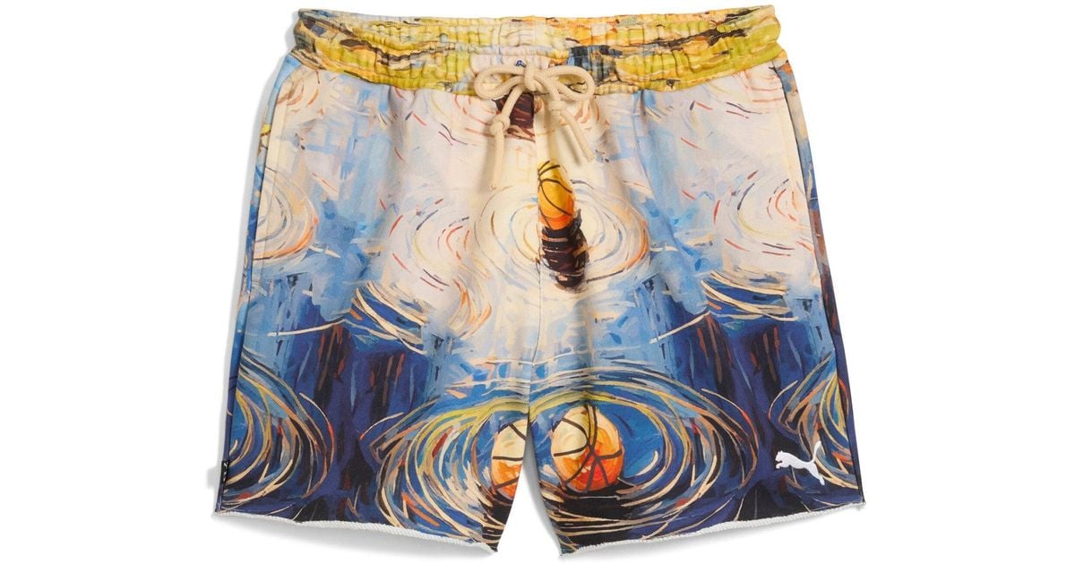 PUMA Dylan Exhibit Terry Basketball Shorts in Blue for Men | Lyst