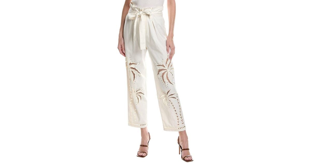 FARM Rio Palm Tree Richilieu Embroidered Pant in Natural | Lyst