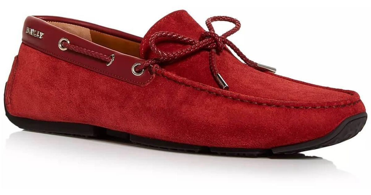 Bally Pindar 6231347 Leather Suede Drivers in Red for Men | Lyst