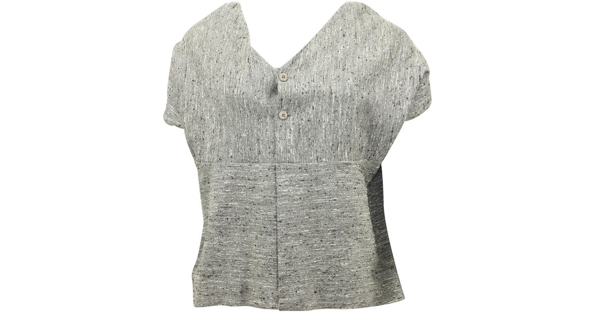 Chloé Short Wool Cape Top in Gray | Lyst