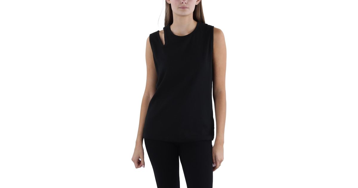 Ralph Lauren Cutout Sleeveless Shell in Black | Lyst