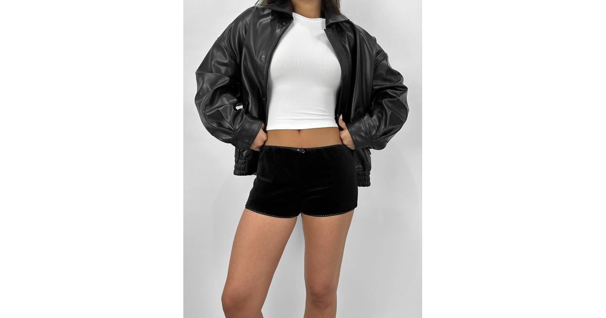 Nia Velvet Micro Mini Shorts in Black | Lyst