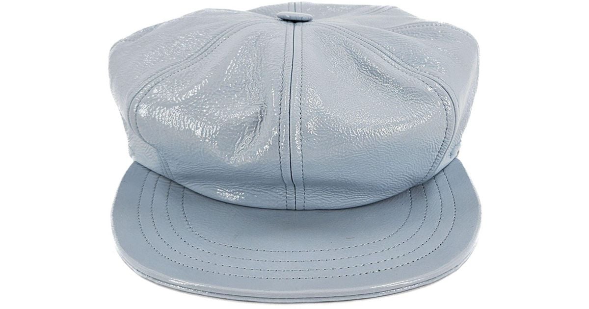 Madison Maison Patent Leather Motorcycle Hat in Blue | Lyst