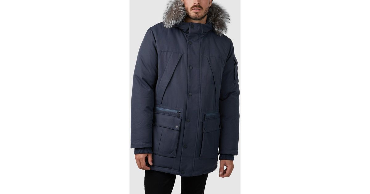 Pajar Samson Parka With Detachable Hood And Fur Trim in Blue for Men | Lyst