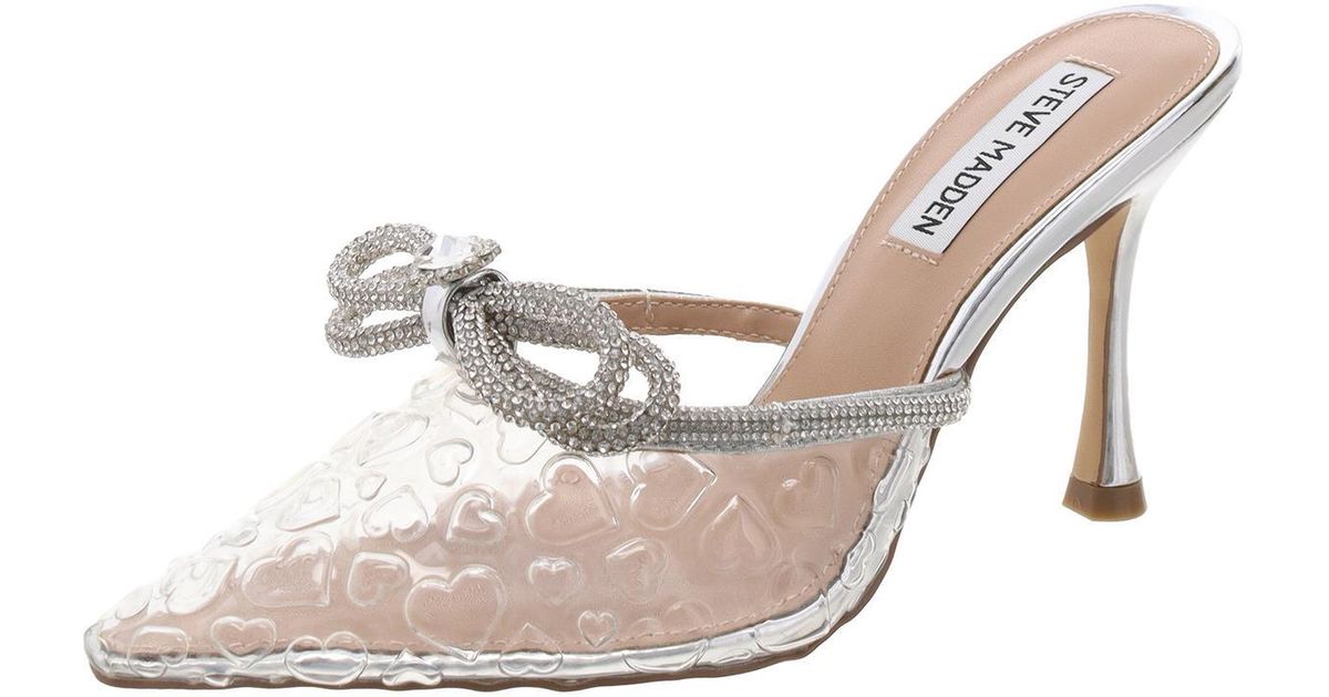 Steve Madden Royal Embellished Faux Leather Slide in White | Lyst