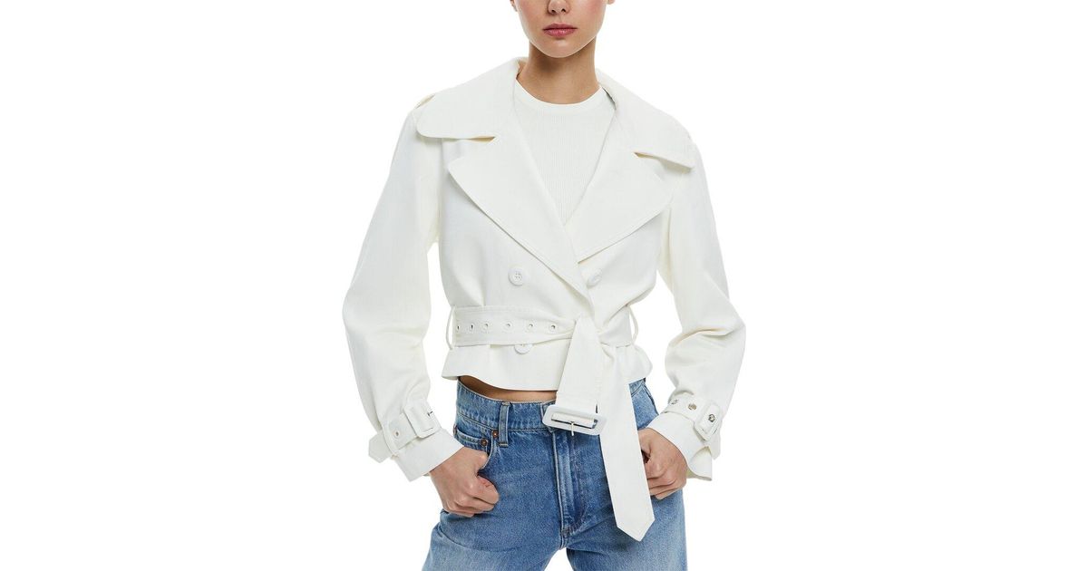 Alice + Olivia Keith Cropped Trench Coat in White | Lyst