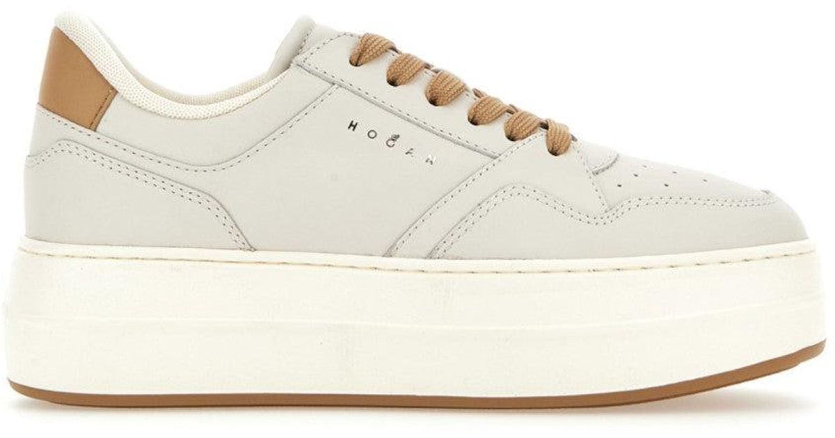 Hogan Platform Sneakers With Perforated Detailing in White | Lyst