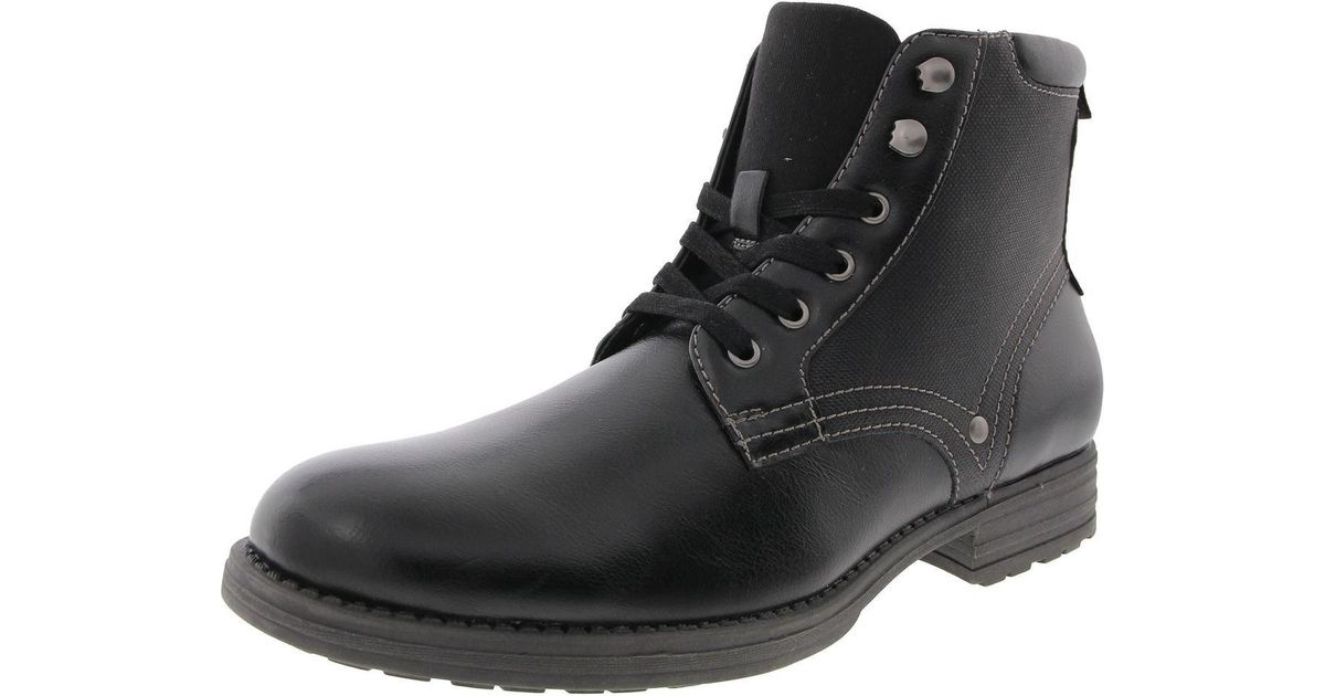 Alfani Bronson Lace-Up Faux Leather Combat & Lace-Up Boots in Black for ...