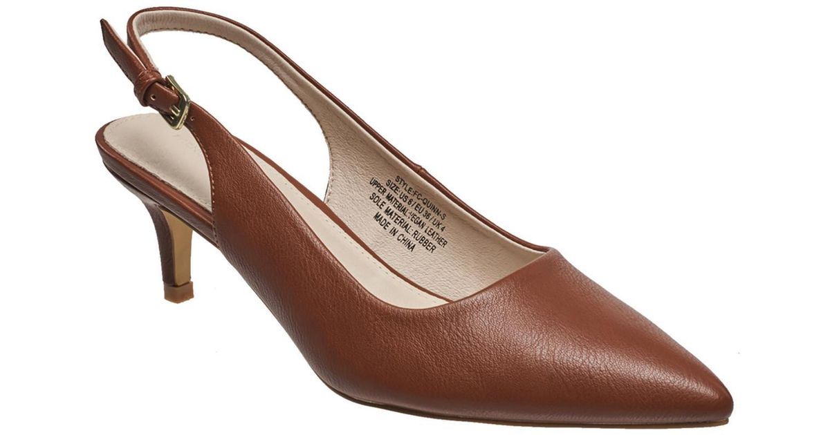 French Connection Quinn Vegan Leather Pointed Toe Kitten Heels in Brown ...