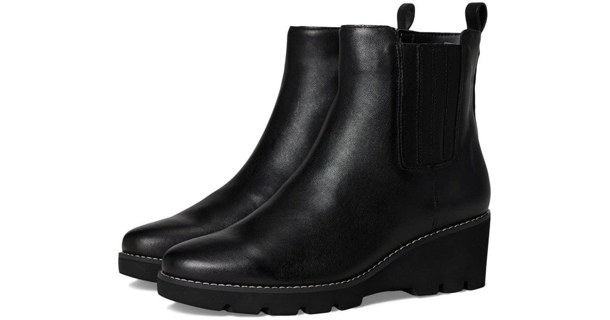 Vionic Aria Boots Woblack Leather Side Zip Wedge Heel Bootie Gal528 | Lyst
