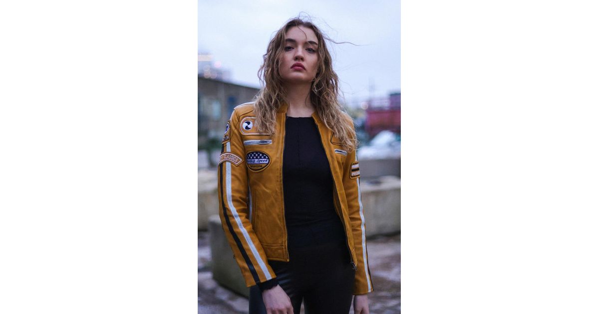 Infinity Leather Biker Racing Badges Leather Jacket-Eastleigh in Blue ...