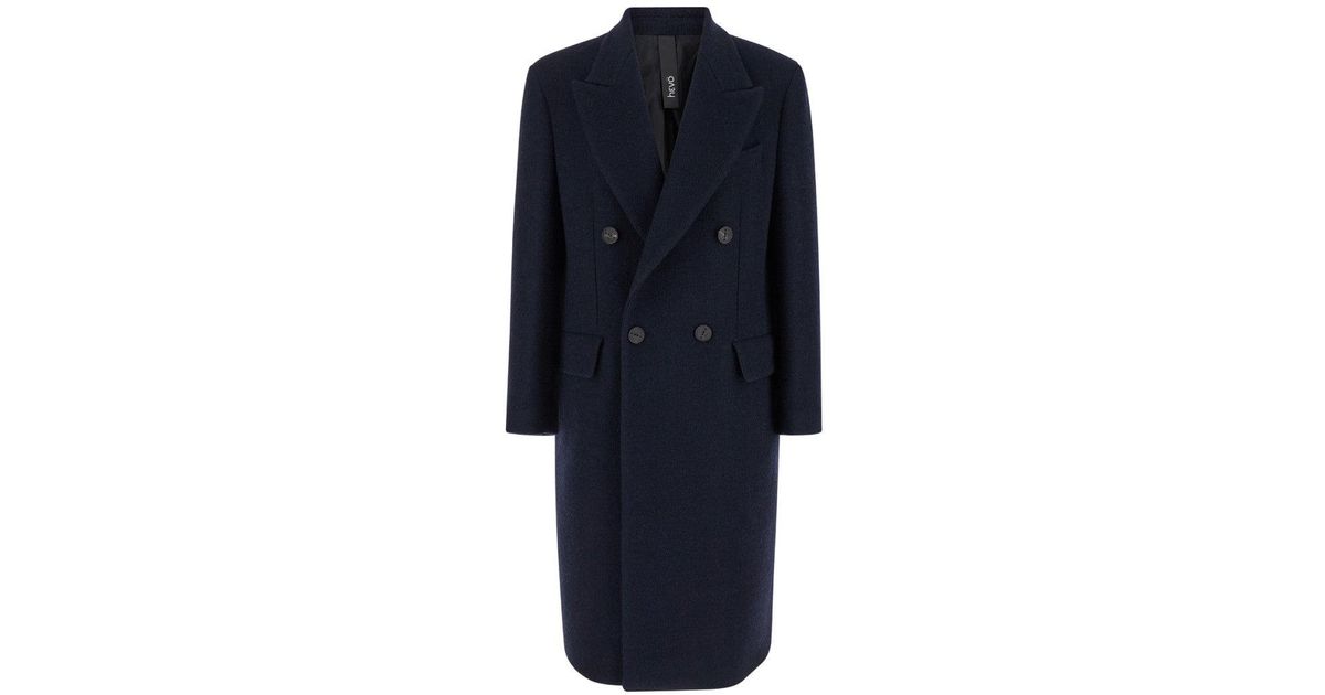 Hevò Double-Breasted 4-Button Coat in Blue for Men | Lyst
