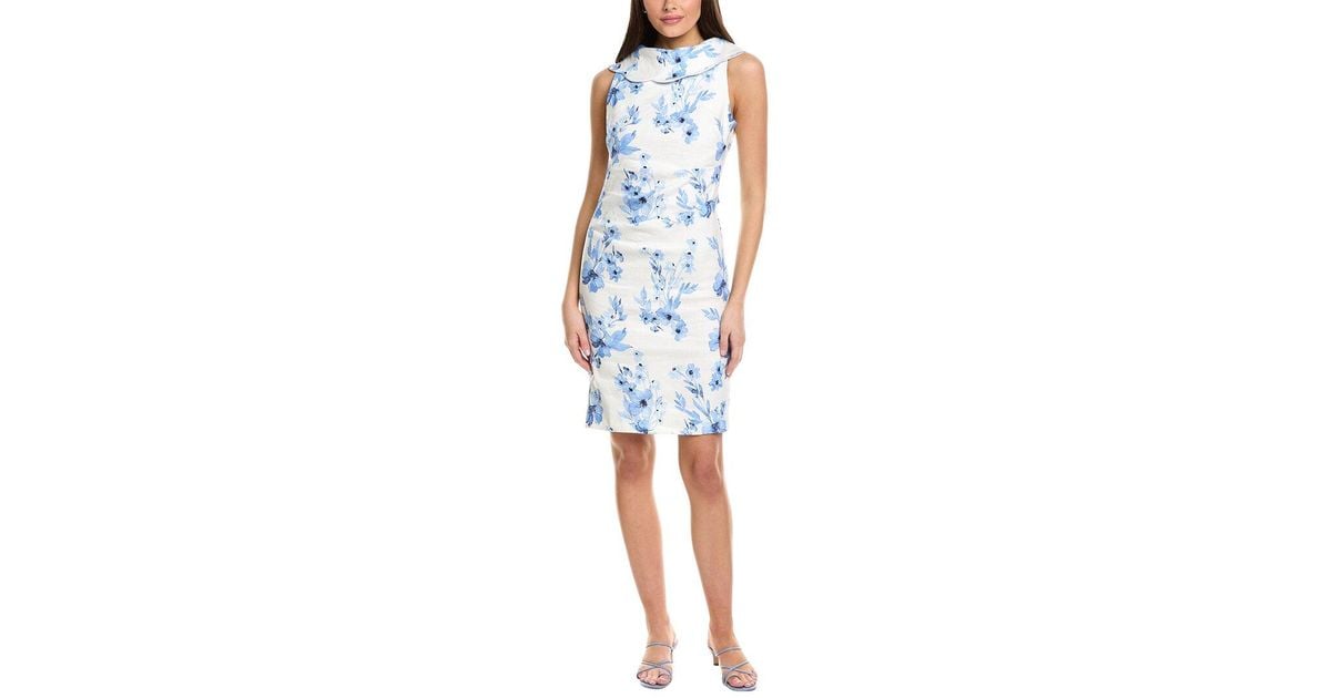 Sara Campbell Hoda Linen Midi Dress in Blue | Lyst