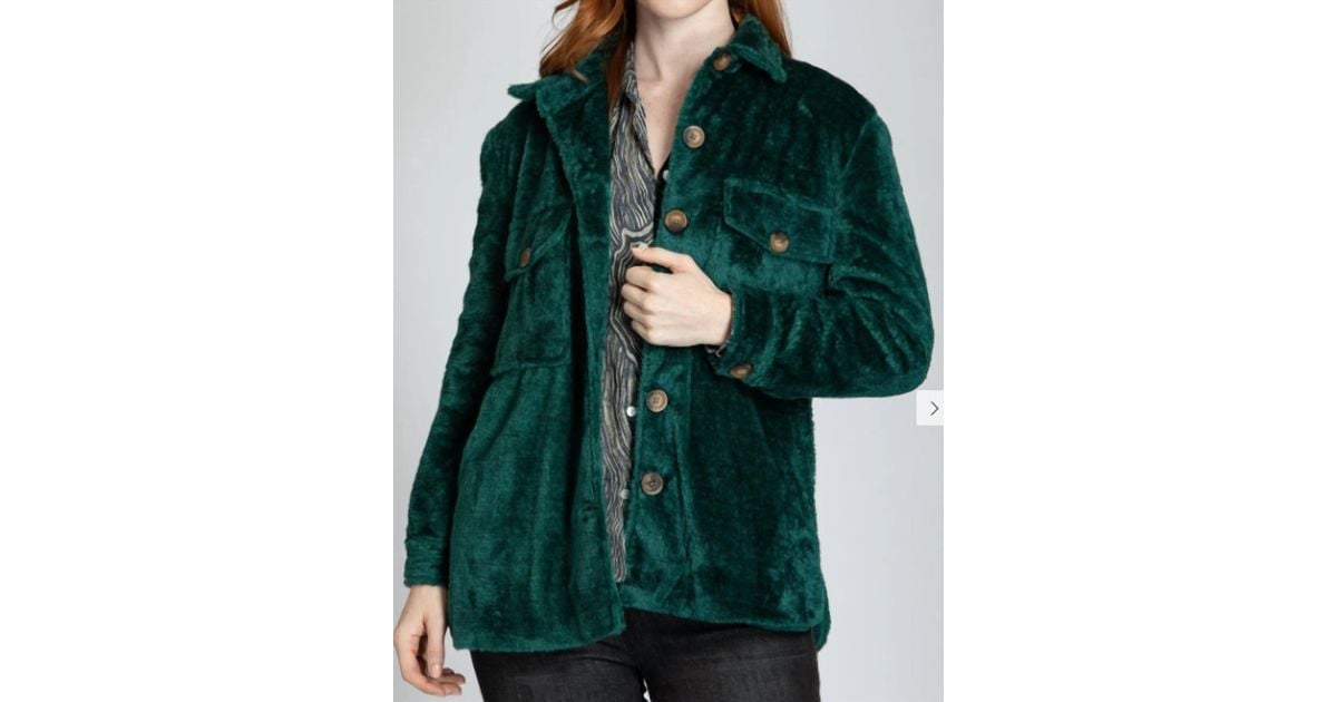 Apny Sherpa Jacket in Green | Lyst