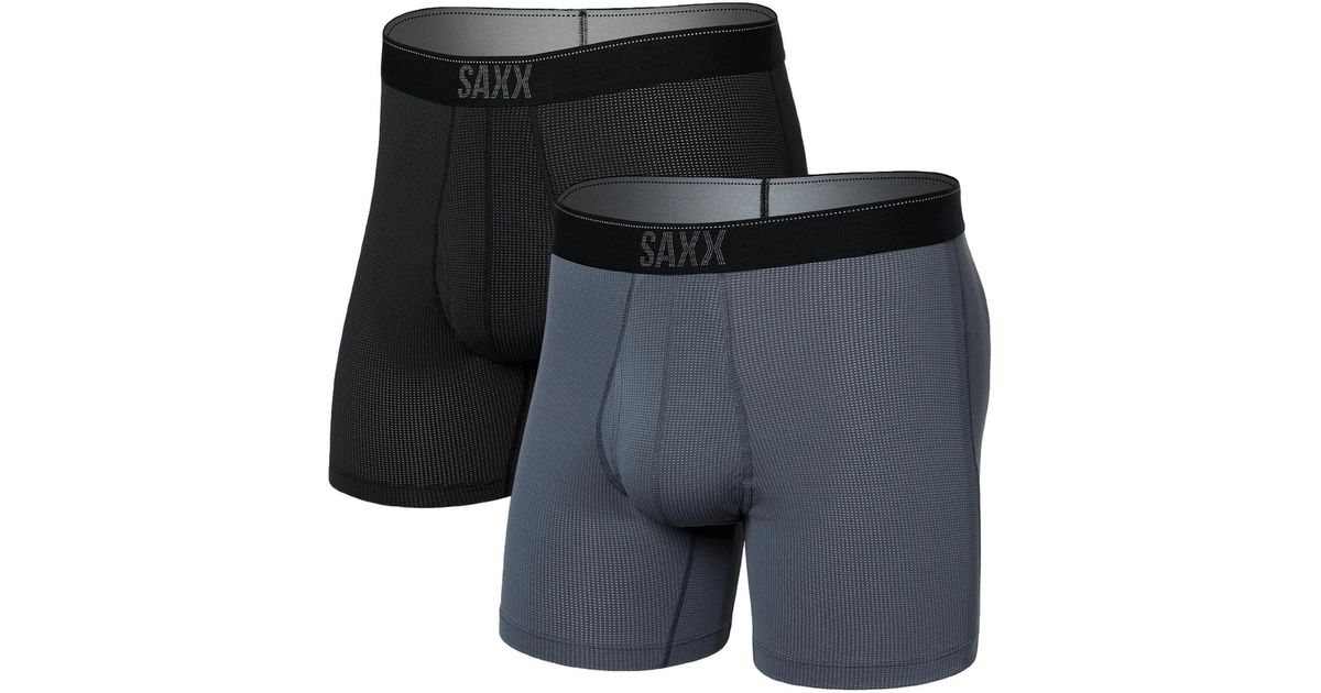Saxx Underwear Co. Quest Quick Dry Mesh Boxer Brief 2-Pack in Black for ...