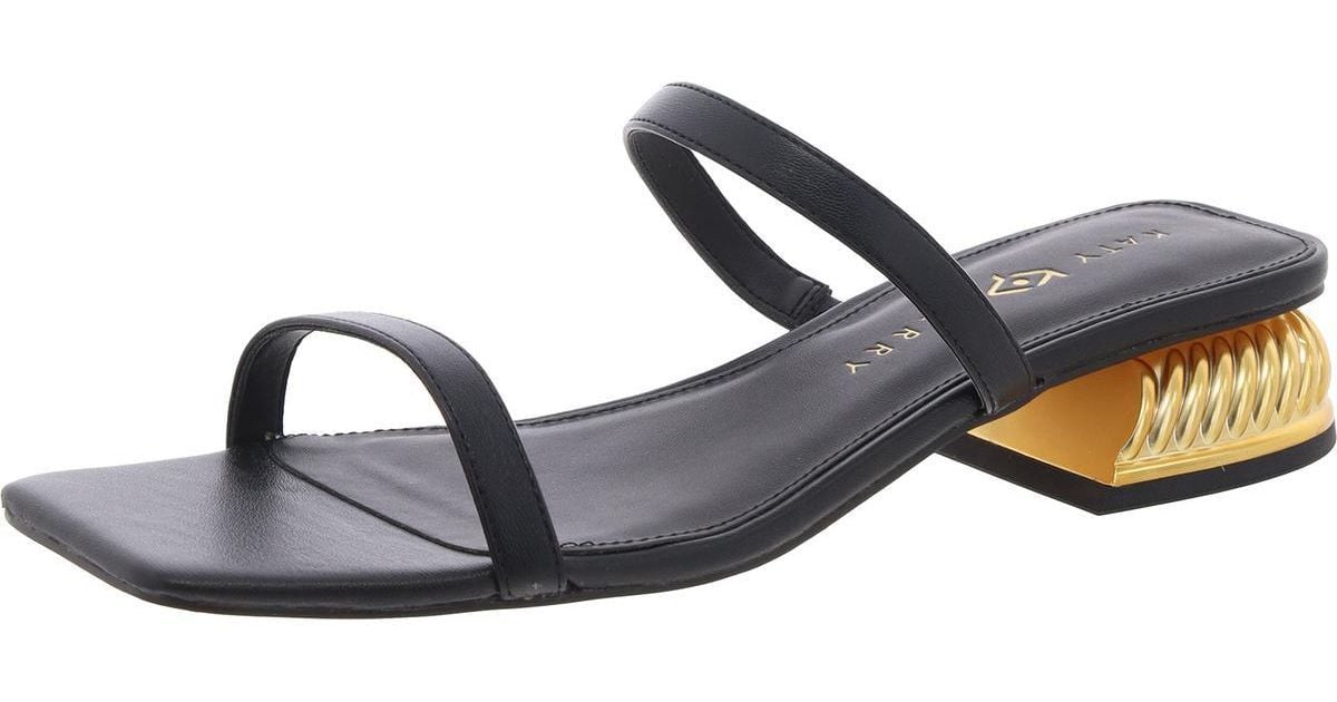 Katy Perry The Framing Low Heel Solid Faux Leather Heels in Blue | Lyst