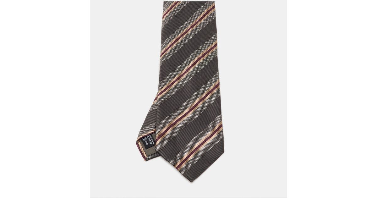 Giorgio Armani Striped Silk Jacquard Traditional Tie in Brown for Men ...