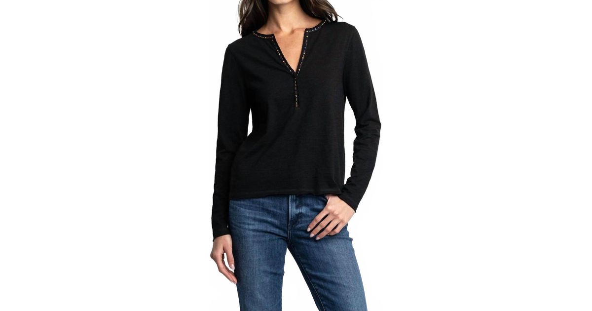 Lisa Todd Stitch Henley Xo Tee in Black | Lyst