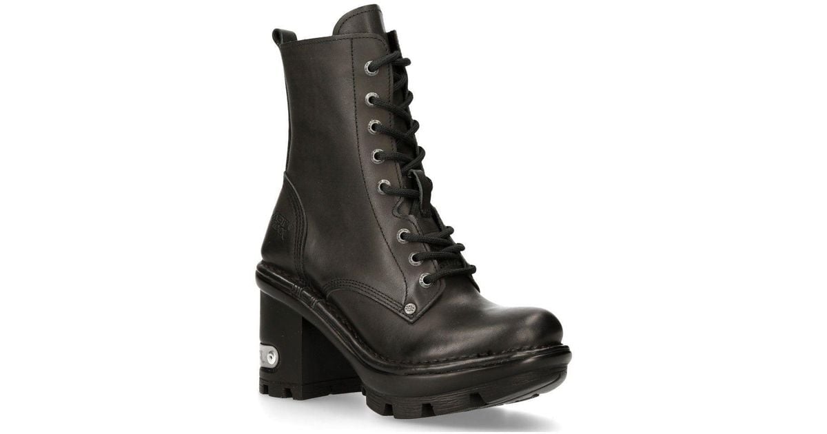 New Rock Gothic Leather Biker Boots- Neotyre07X-S1 in Black | Lyst