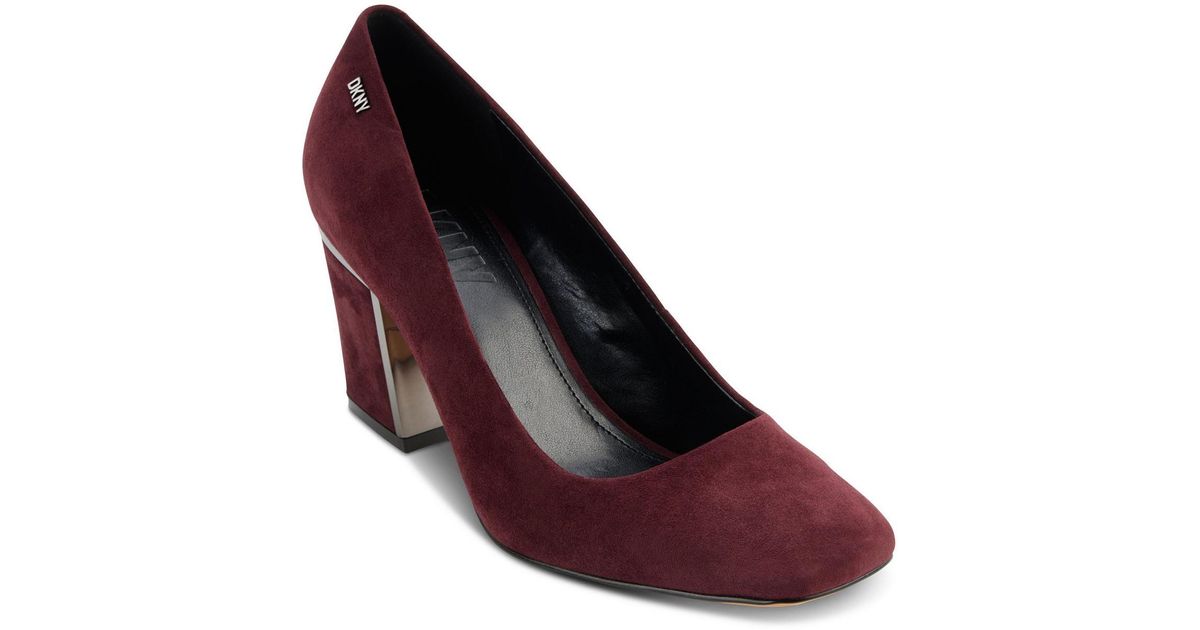 DKNY Celsa Metallic Suede Pumps in Red | Lyst