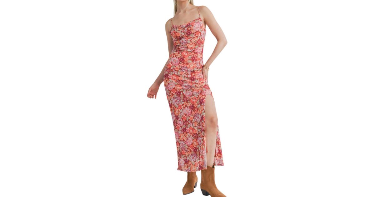 Sage the Label Feeling Fine Floral Midi Dress in Red | Lyst