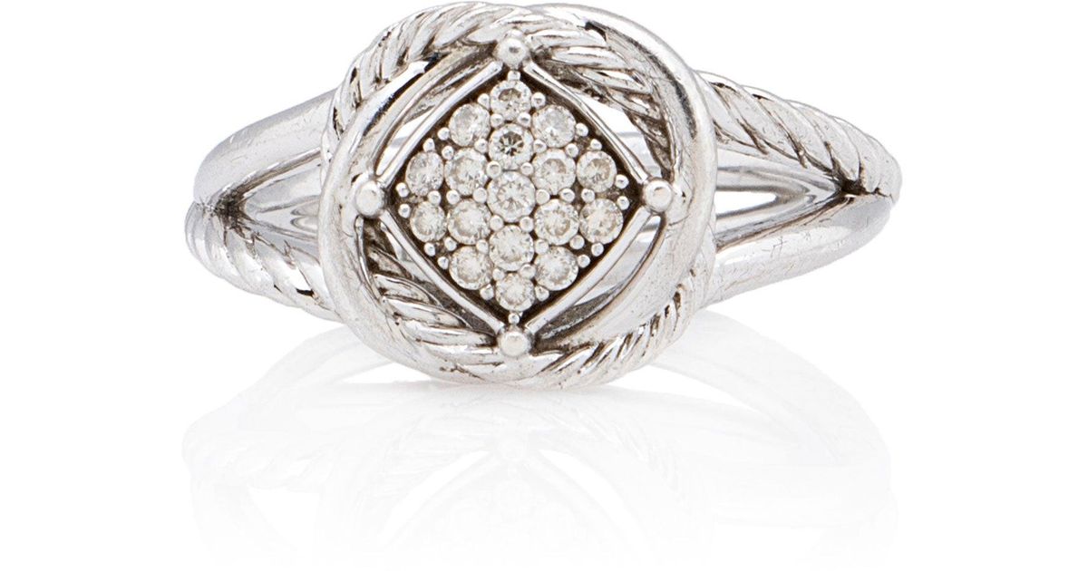 David Yurman Sterling Pave Diamond 7Mm Infinity Ring in White | Lyst