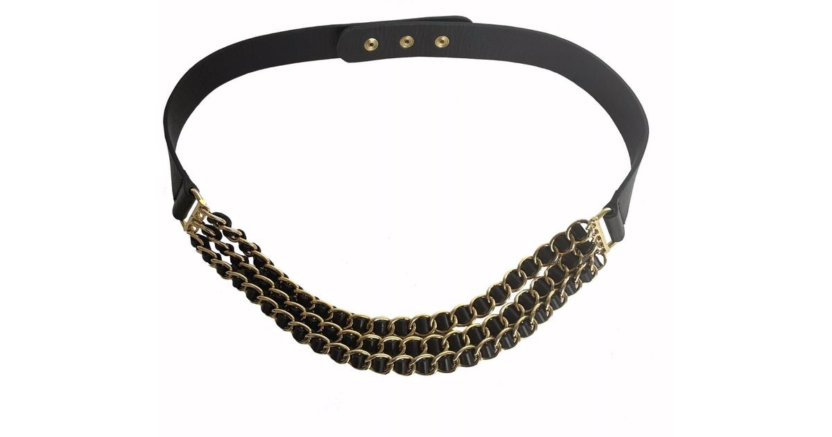 Streets Ahead Chain Leather Belt in Metallic | Lyst