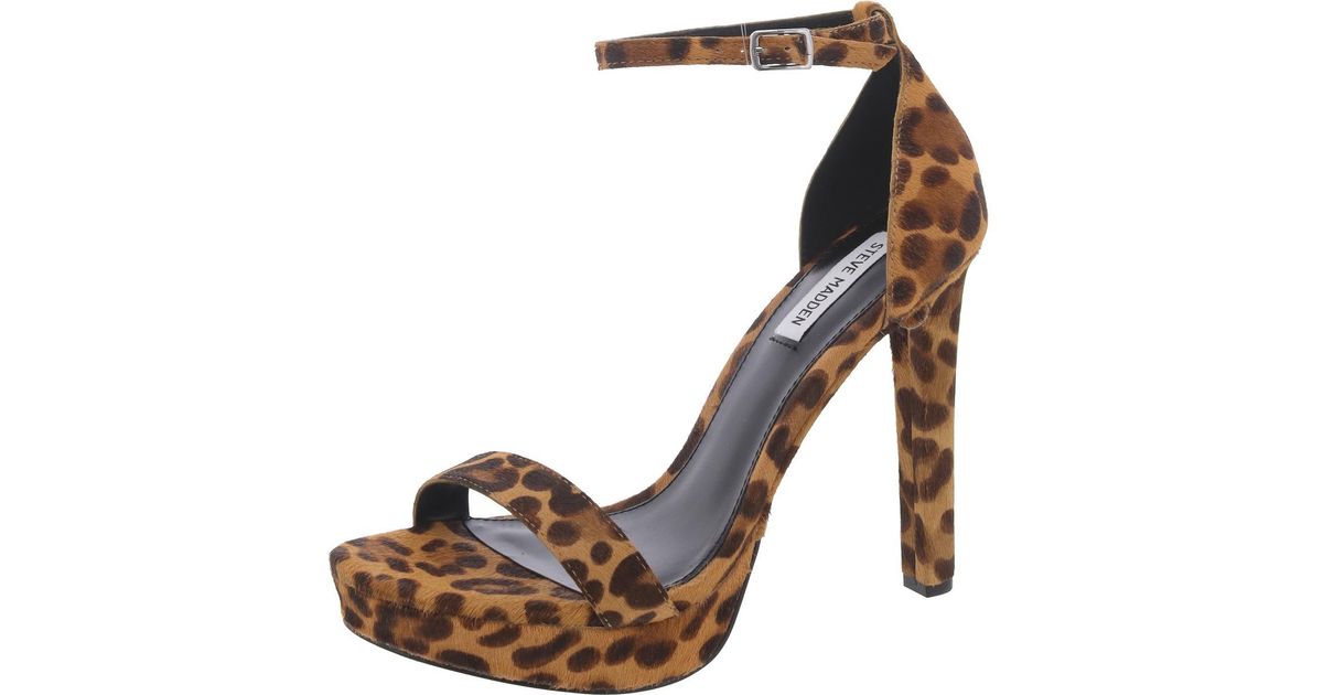 Steve Madden Leslie Calf Hair Leopard Print Ankle Strap in Brown | Lyst