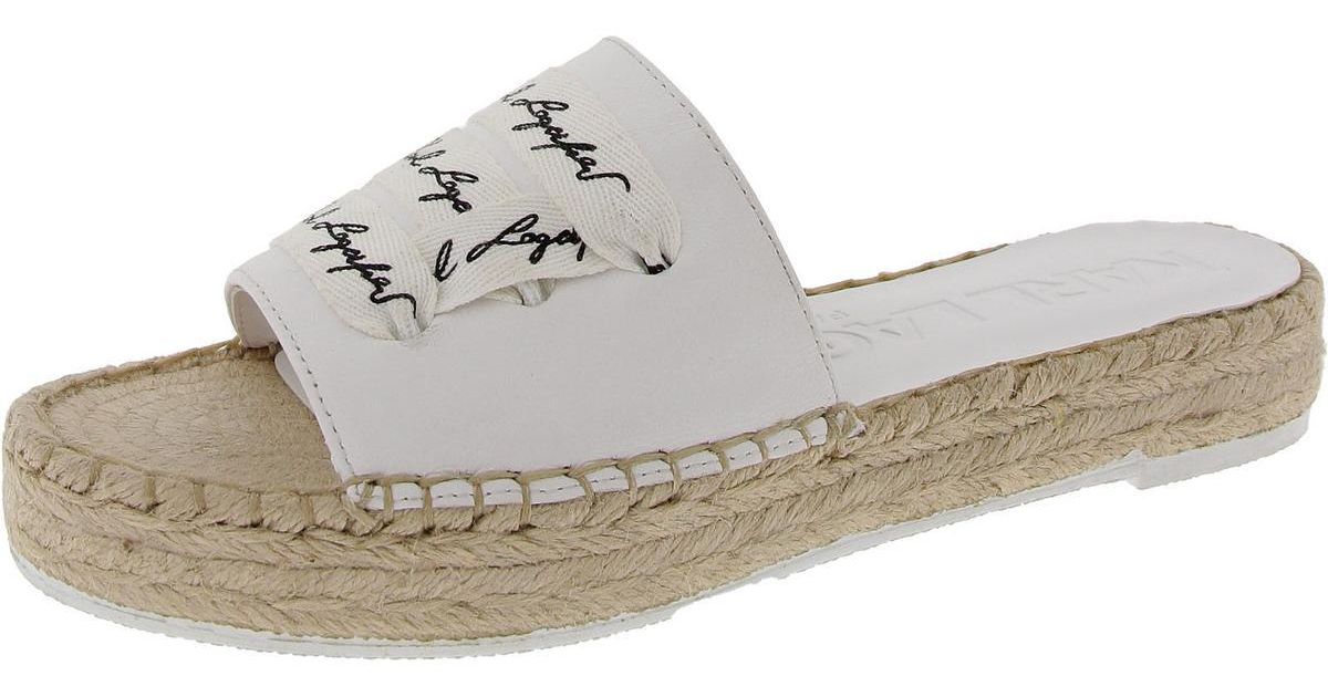 Karl Lagerfeld Cherie Logo Leather Slide Sandals in White | Lyst