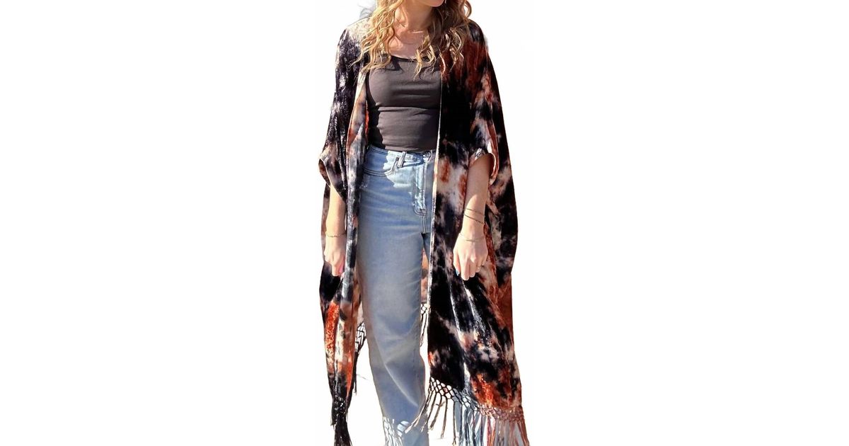 Angie Velvet Duster in Blue | Lyst