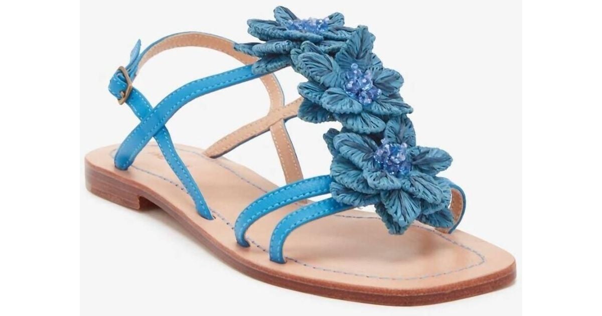 Maliparmi Raffia Sandal in Blue | Lyst