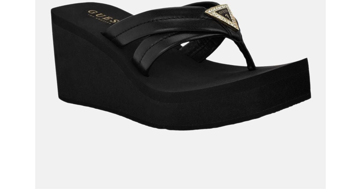 Guess Sarlow Logo Platform Sandals in White | Lyst