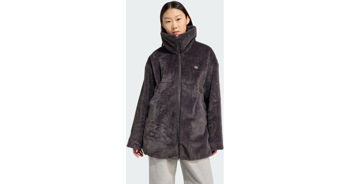 adidas Fur Jacket in Black | Lyst