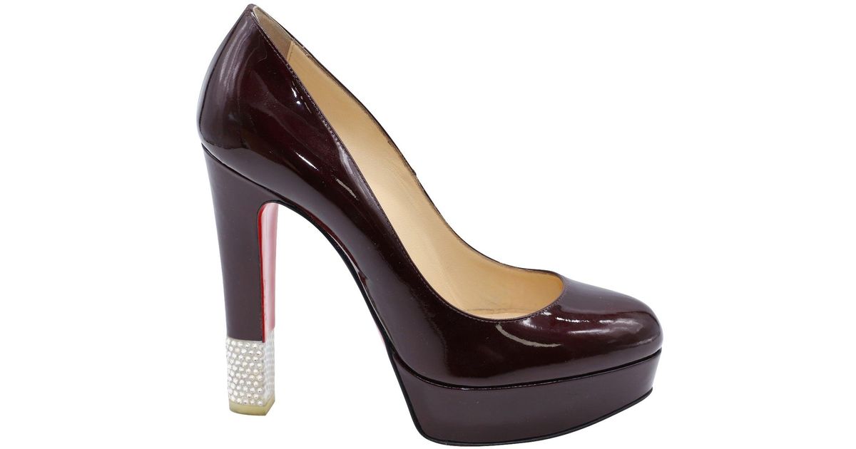 Christian Louboutin Embellished Heel Platform Pumps in Brown | Lyst