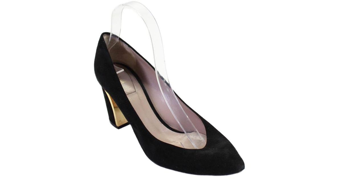 Chloé Suede Leather Block High Heels Pumps Shoes in Black | Lyst