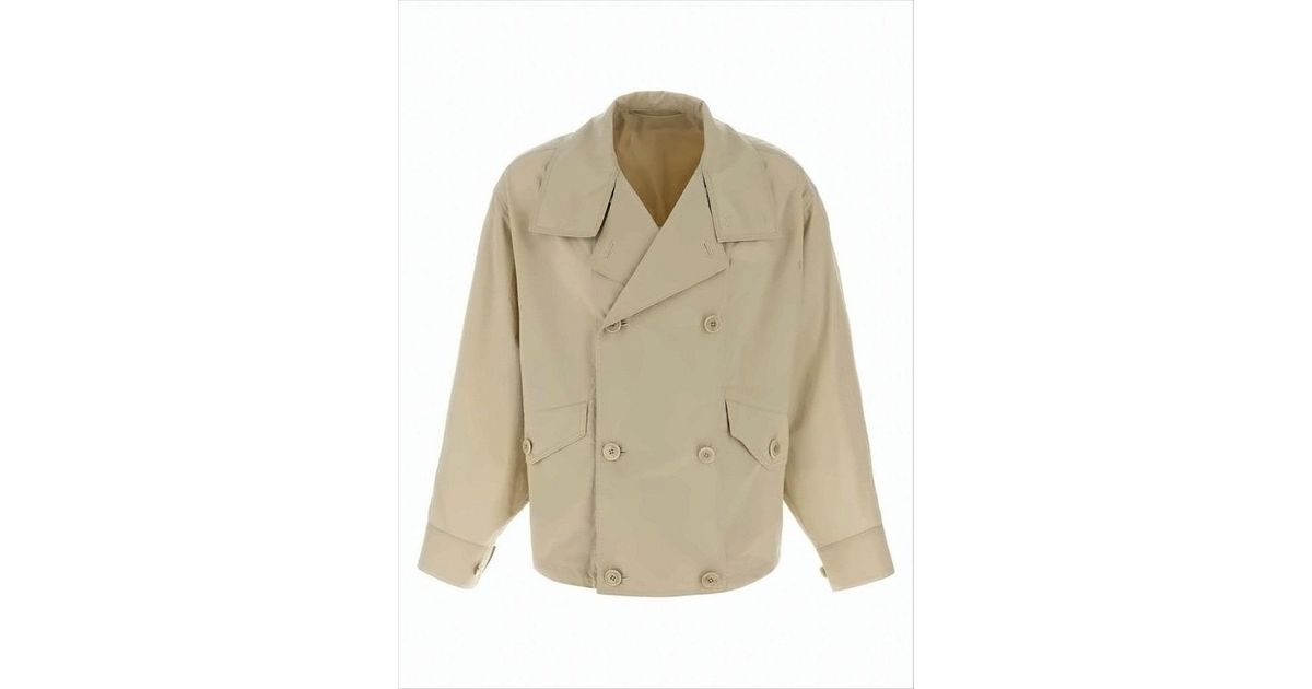 Lemaire Cropped Double-Breasted Boxy Jacket in Natural | Lyst